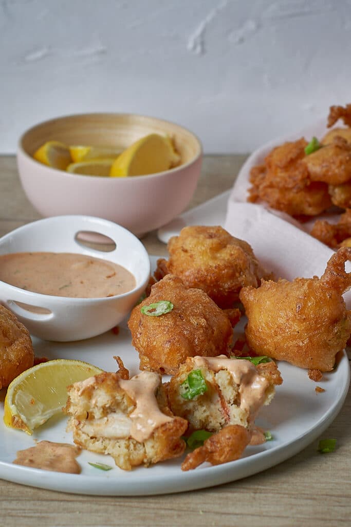 Southern Crab Beignets with Tangy Remoulade Sauce - Gimme From Scratch