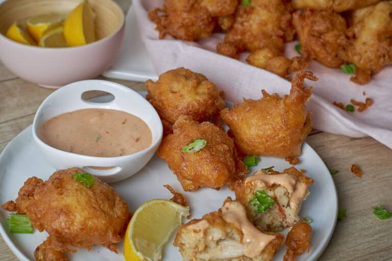 Southern Crab Beignets with Tangy Remoulade Sauce - Gimme From Scratch