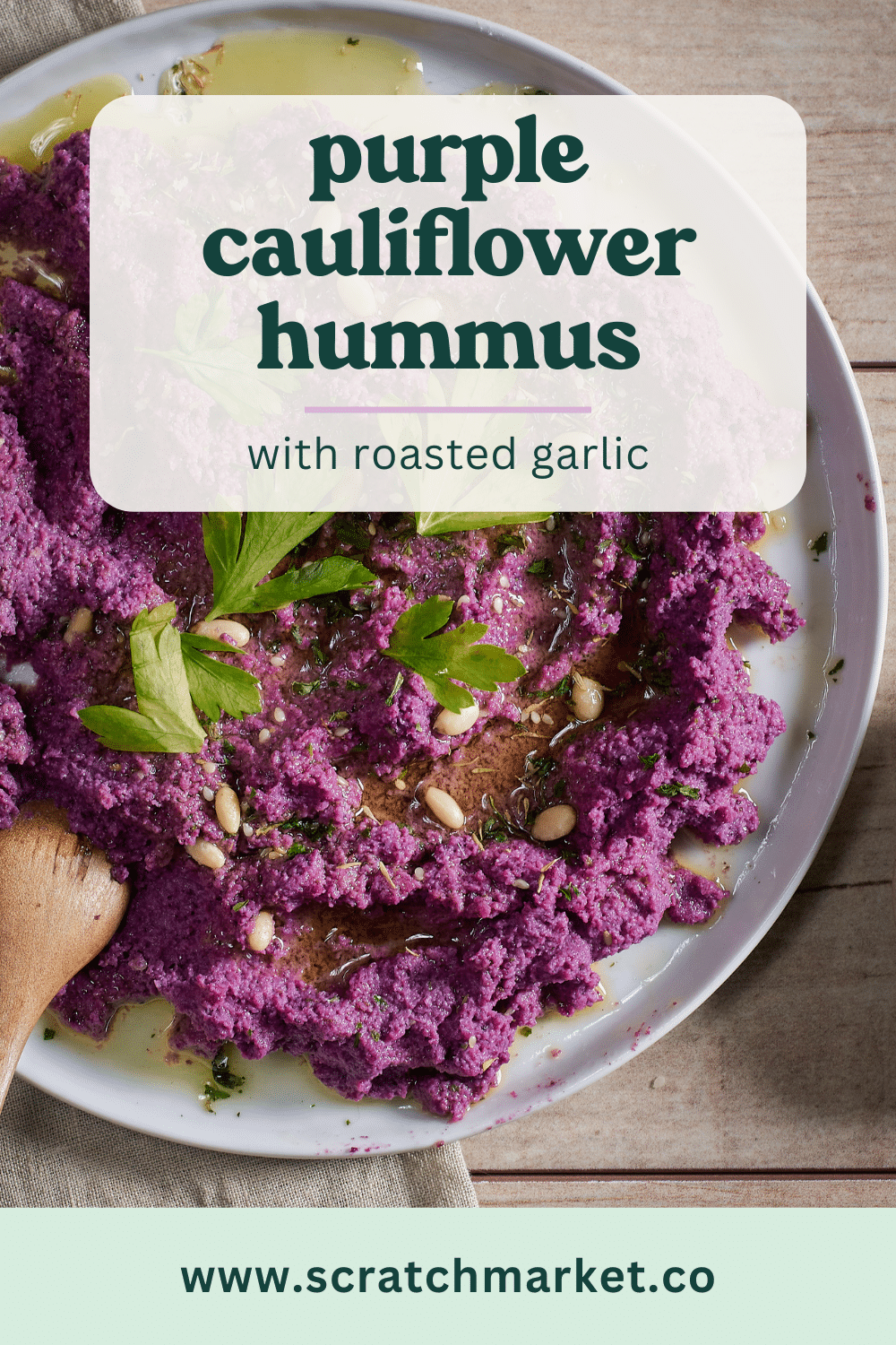 Roasted Garlic Purple Cauliflower Hummus Recipe - Gimme From Scratch