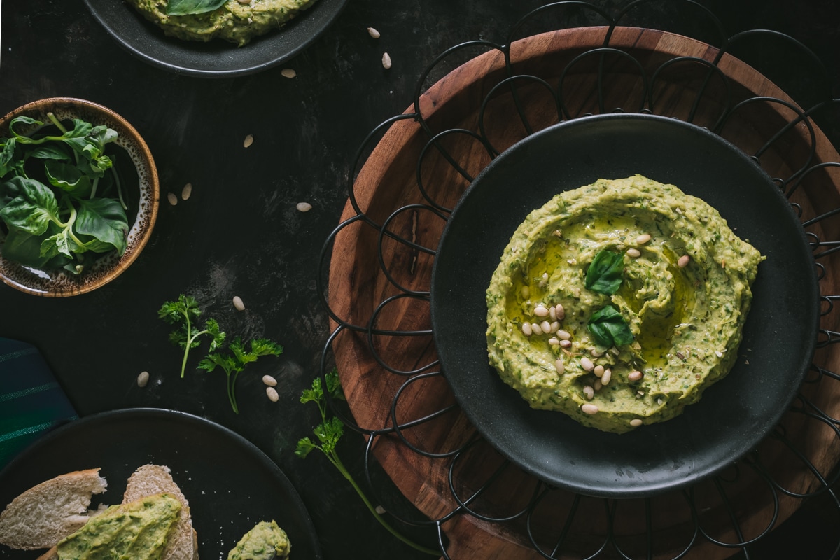 Easy Green Goddess Hummus Recipe - Herb Dip and Spread - Gimme From Scratch