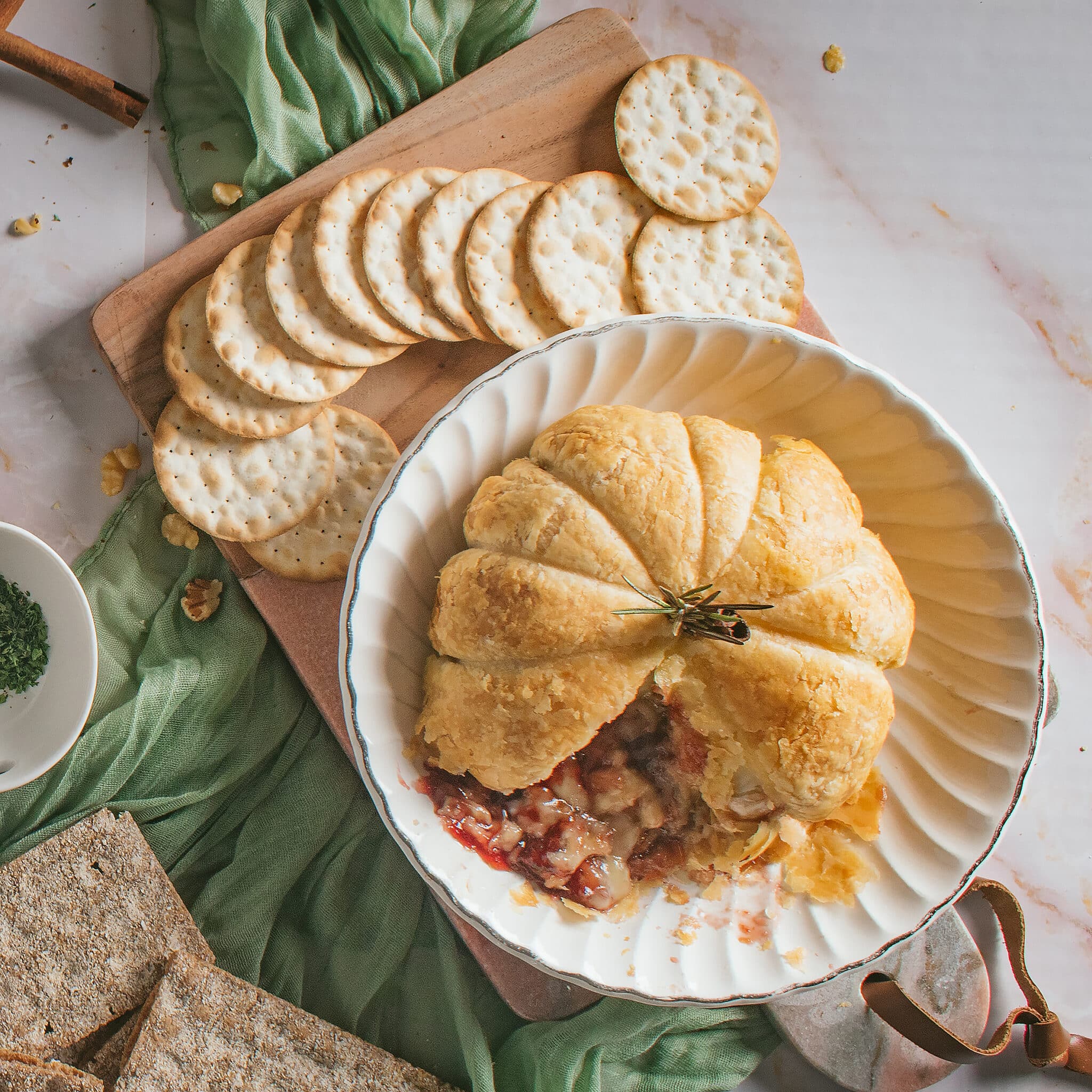 Baked Brie Recipe with Jam & Walnuts in Puff Pastry - Gimme From Scratch